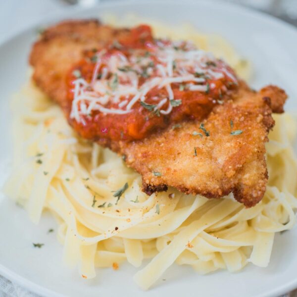 Crispy Chicken Parmesan with Pasta - Sweetly Splendid