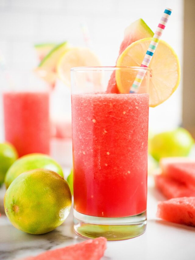 Boozy Frozen Watermelon Slush Cocktail Sweetly Splendid