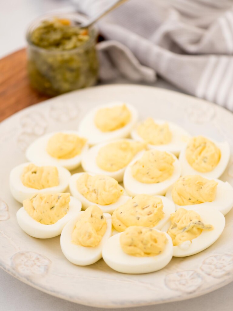 How to Make Deviled Eggs with Relish - Sweetly Splendid