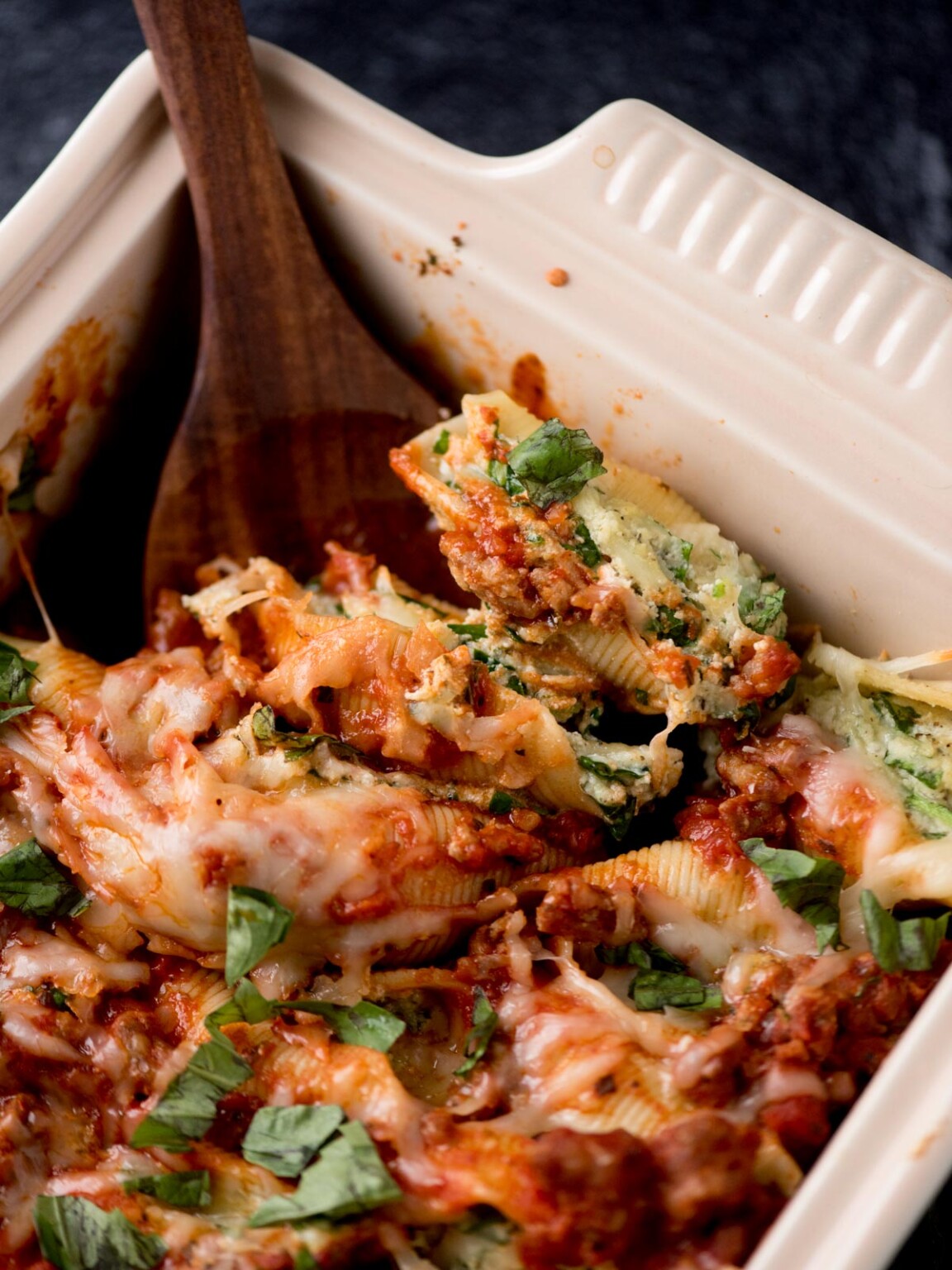 Stuffed Shells with Meat Sauce - Sweetly Splendid